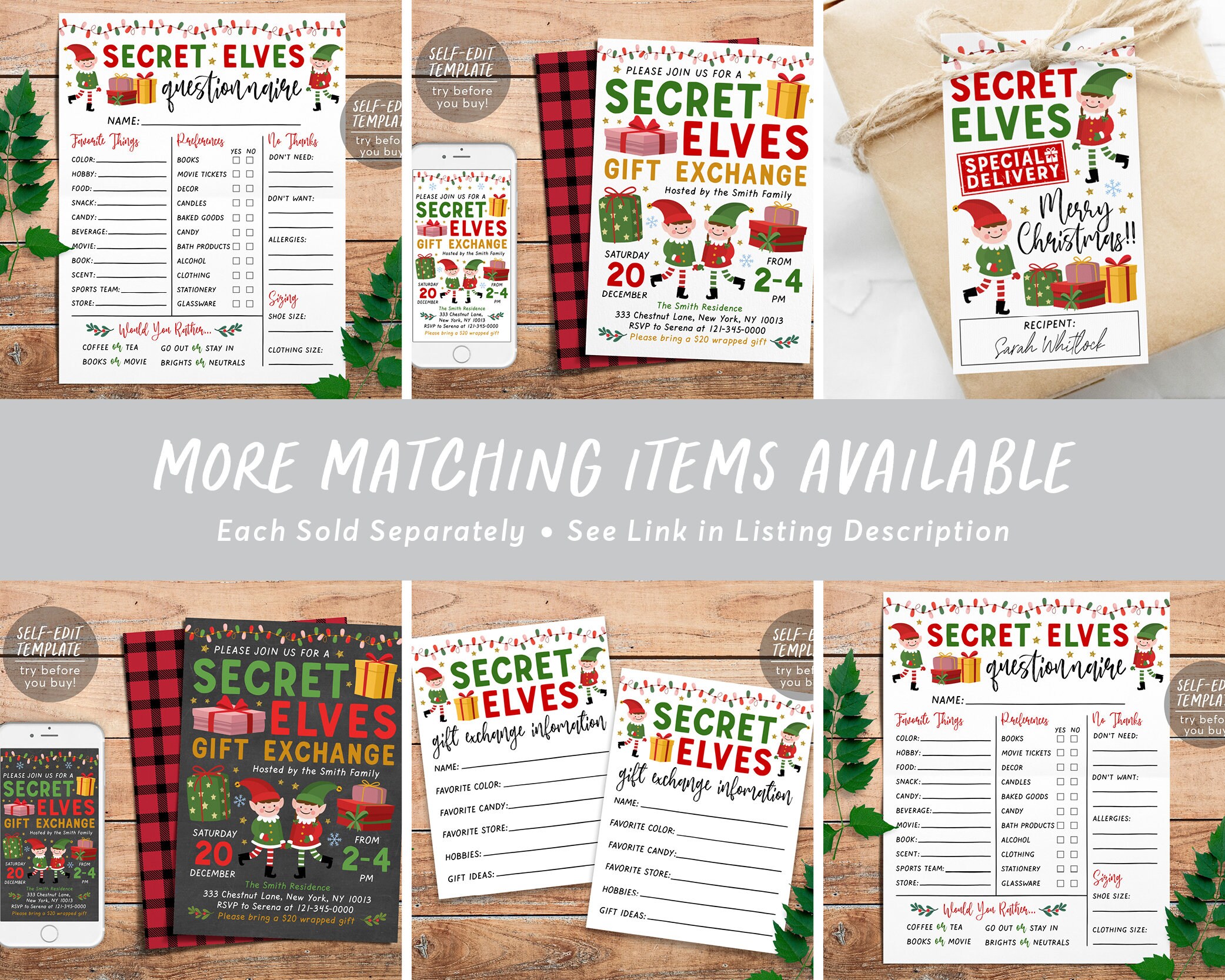 Secret Elves Gift Tags Editable Template, Secret Elf Santa Christmas ...