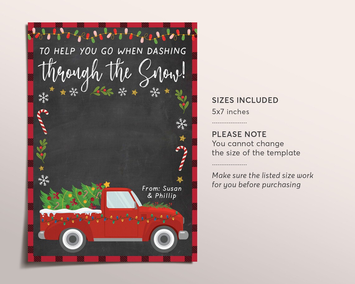 Christmas Gas Gift Card Holder Printable Editable Template, Xmas Gift ...