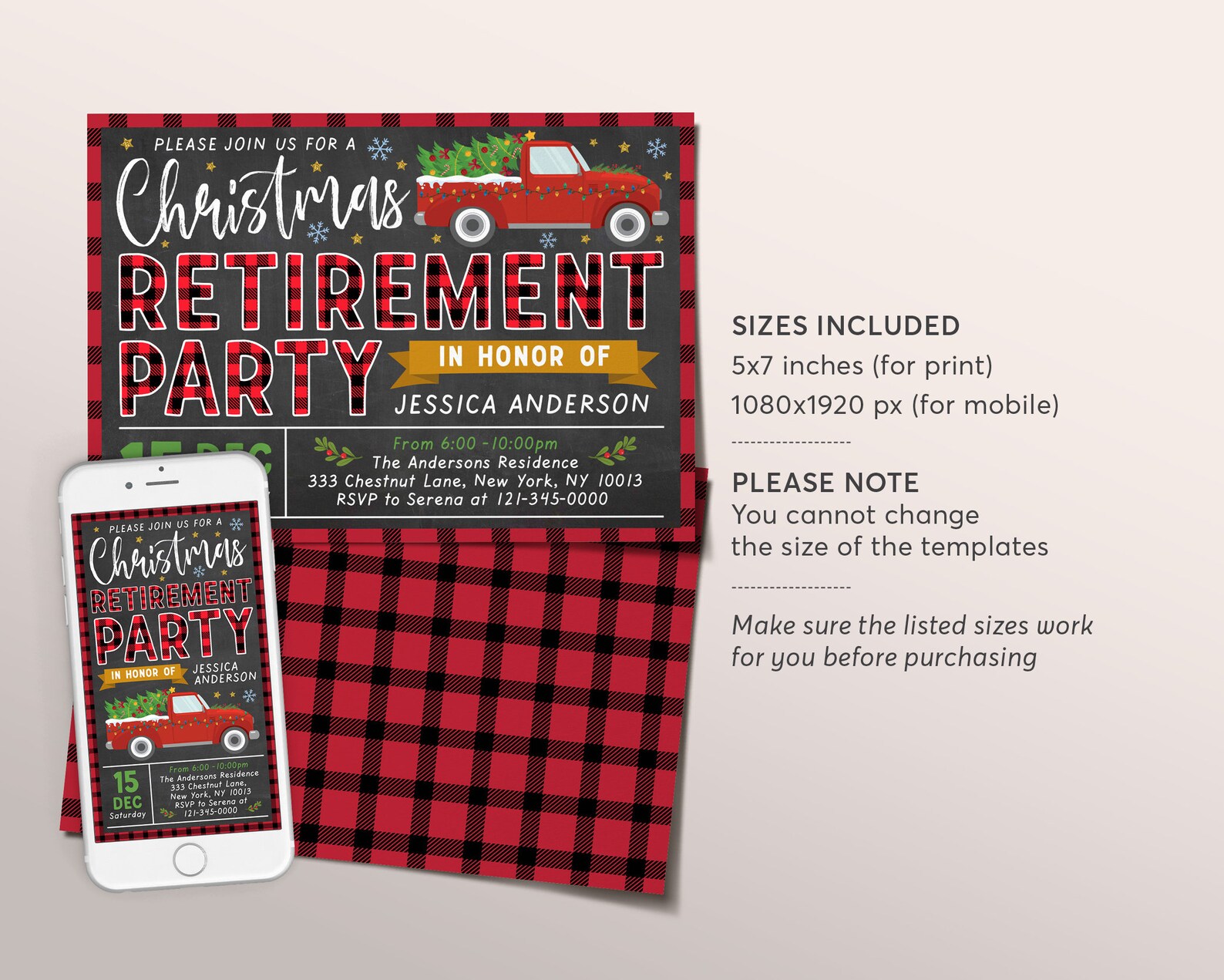 Christmas Retirement Party Invitation Editable Template - Etsy