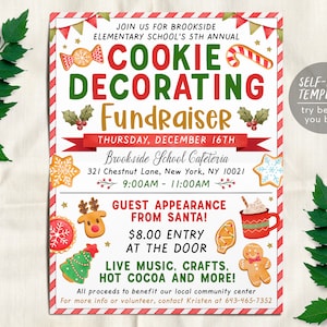 Christmas Cookie Decorating Flyer Editable Template, Photos With Santa ...