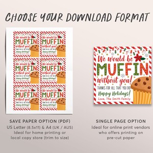 Christmas Muffin Gift Tags Editable Template, We Would Be Muffin ...