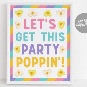 Pizza Popcorn and Pajamas Party Signs BUNDLE for Birthday, Popcorn Bar ...
