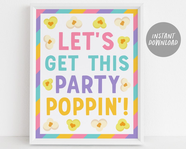Pizza Popcorn and Pajamas Party Signs BUNDLE for Birthday - Etsy