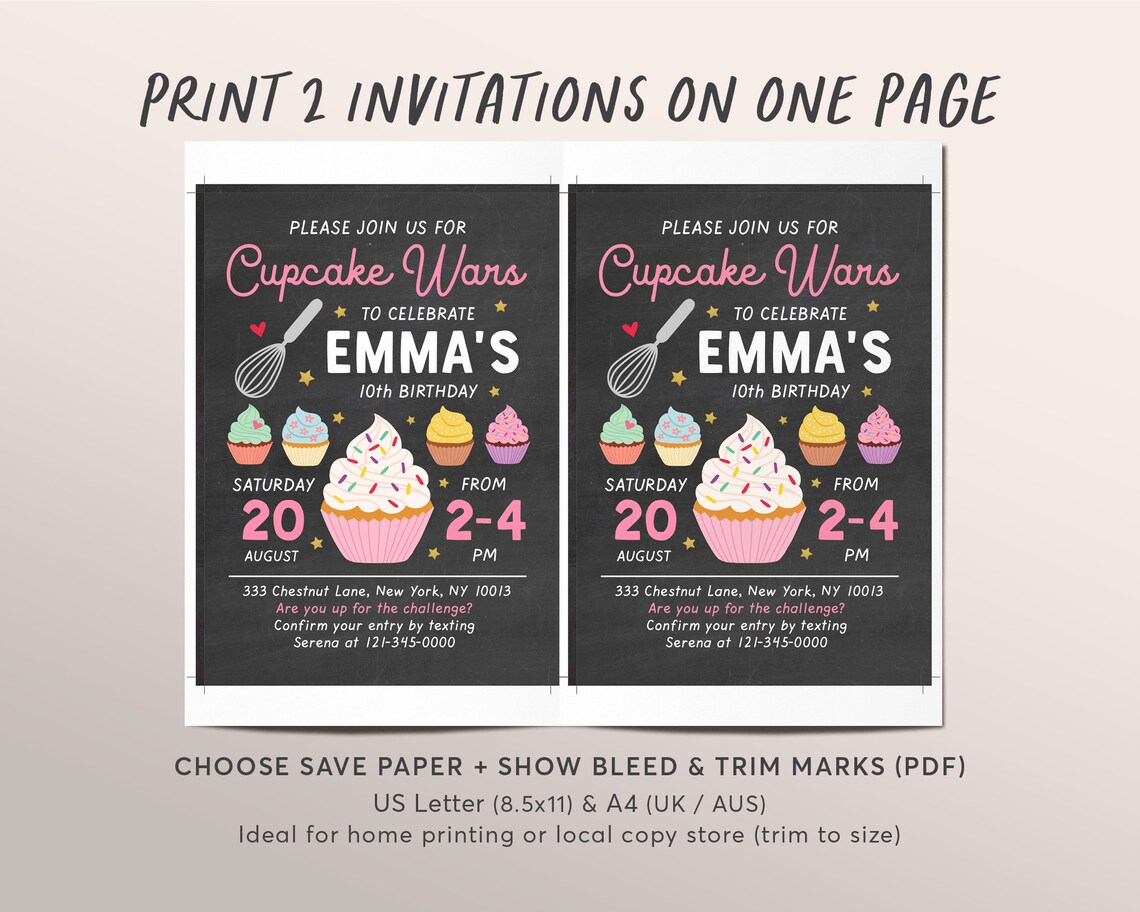 Editable Cupcake Wars Birthday Invitation Template Cupcake - Etsy