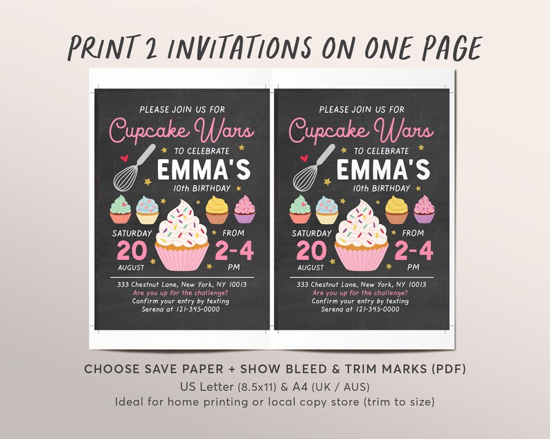 Editable Cupcake Wars Birthday Invitation Template Cupcake - Etsy