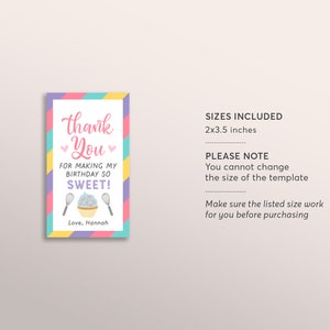 Baking Birthday Thank You Tags, Editable Cupcake Favor Tag Template ...