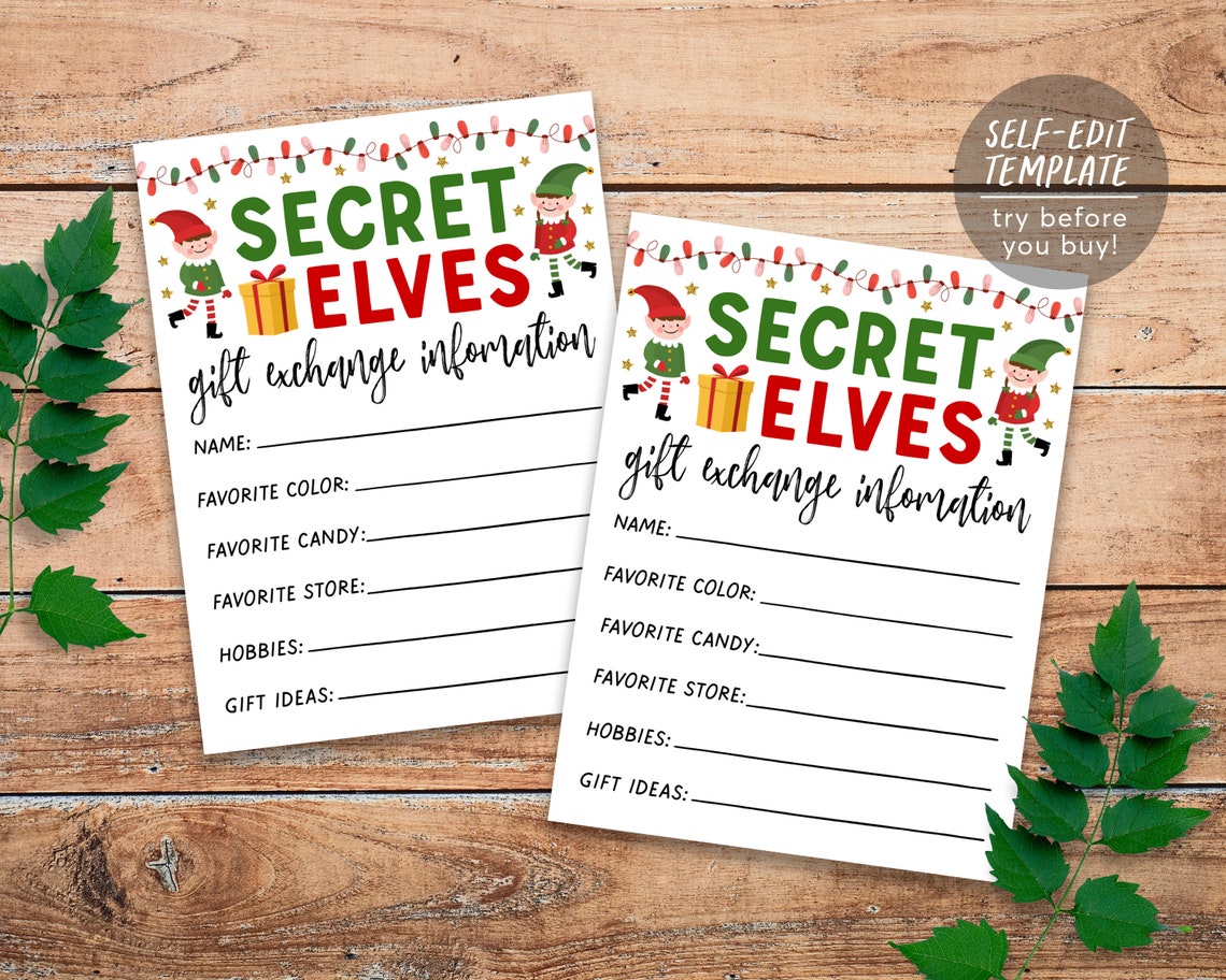 Secret Elves BUNDLE Kit Printable Editable Template Secret - Etsy