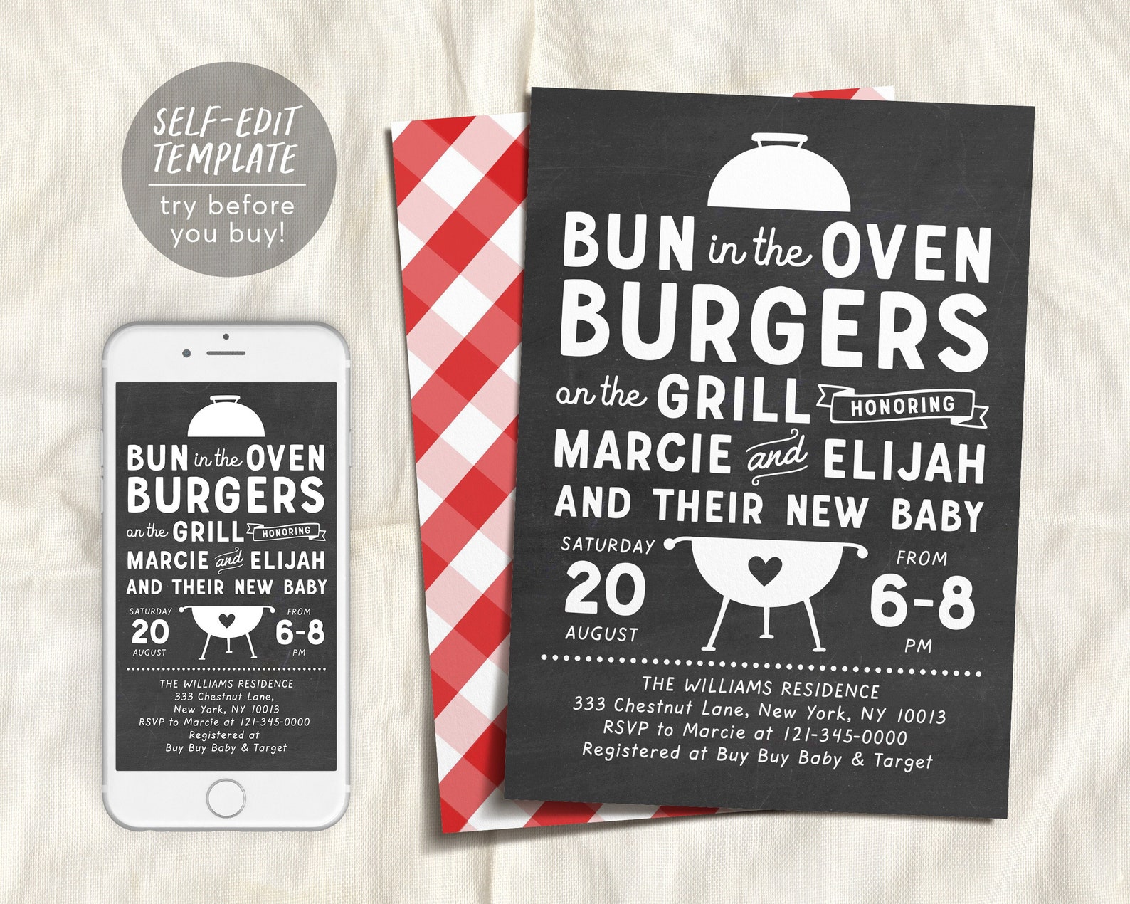 Editable Babyque BABY-Q BBQ Baby Shower Invitation Template - Etsy