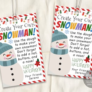 Create Your Own Snowman Gift Tags Editable Template, Winter Break ...