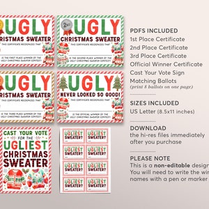 Christmas Ugly Sweater Party Decorations BUNDLE, Ugly Sweater Contest ...