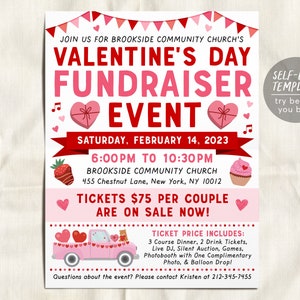 Adult Valentine's Day Fundraiser Event Flyer Editable Template ...