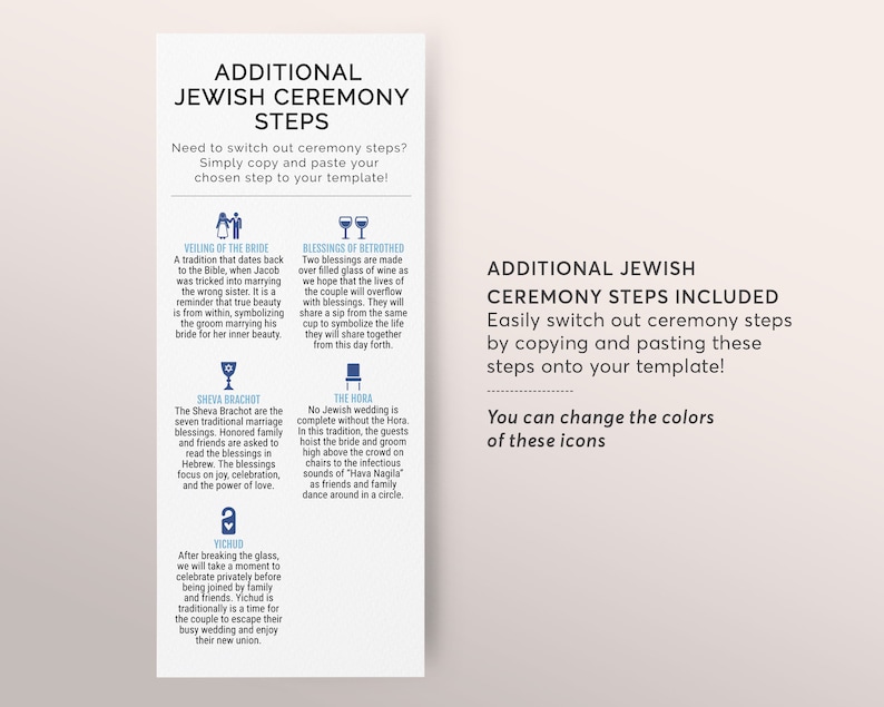 Jewish Wedding Program Portrait, Jewish Reception Template, Jewish ...