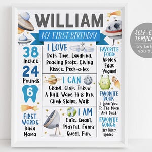 UFO Alien First Year Milestone Sign Editable Template, Beam on Over ...