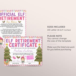 Pink Girl Elf Retirement Letter Bundle Editable Template, Official Elf ...