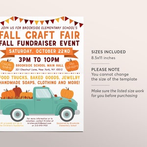 Fall Festival Harvest Flyer Editable Template, Fall Craft Fair Market ...