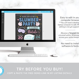 Slumber Party Invitation Sleepover Birthday Digital - Etsy