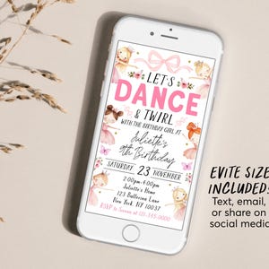 Invitación de cumpleaños de bailarina con plantilla editable de foto ...