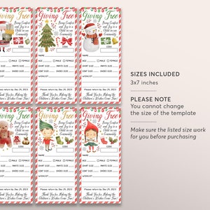 Christmas Giving Tree Gift Tag BUNDLE Editable Template, Donation Slip ...