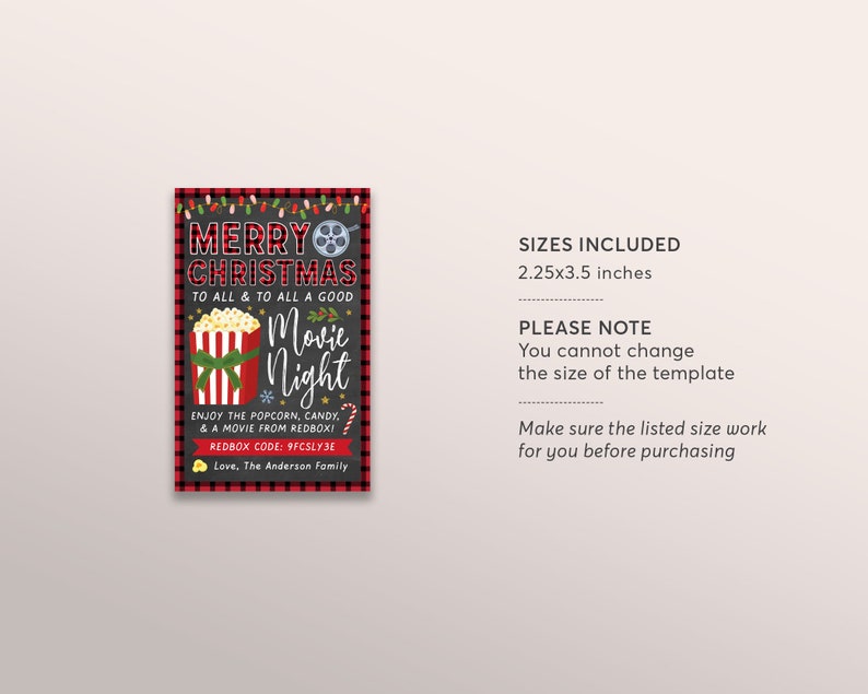 Christmas Movie Gift Tags Editable Template, Redbox Christmas Gift ...