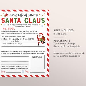 Letter to Santa Editable Template, Christmas Holidays Wish List for ...