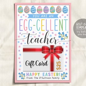 You're an Egg-cellent Teacher Gift Card Holder Editable Template ...