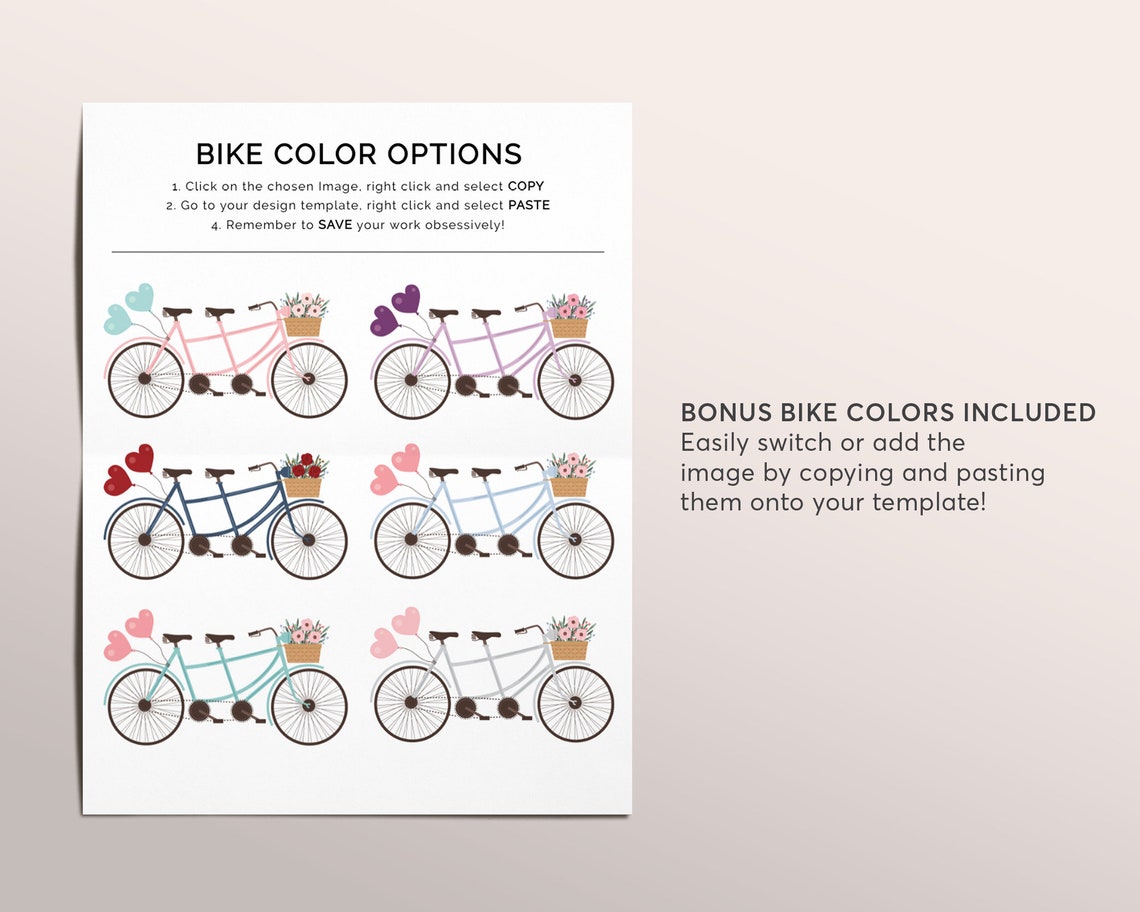 Editable Tandem Bike Save the Date Template Bicycle Themed - Etsy
