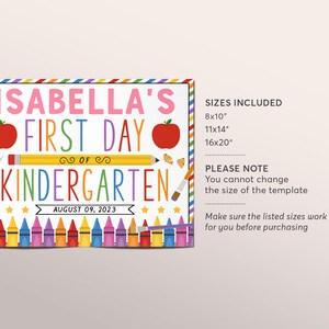 Back to School Sign Editable Template, First Day of Elementary School ...