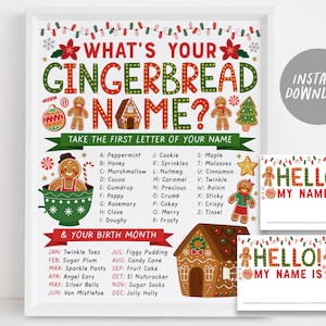 What's Your Gingerbread Name Game, Gingerbread Decorating Party Game ...