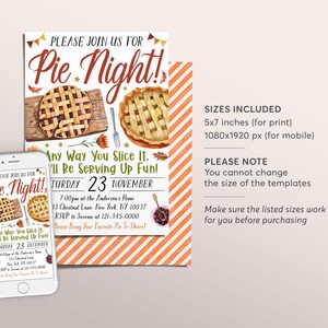 Pie Night Invitation Editable Template, Friendsgiving Party Invite ...