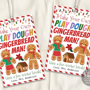 Make Your Own Play Dough Gingerbread Man Gift Tags Editable Template ...