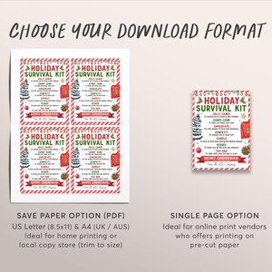 Holiday Survival Kit Tag Editable Template, Christmas Stocking Stuffer ...