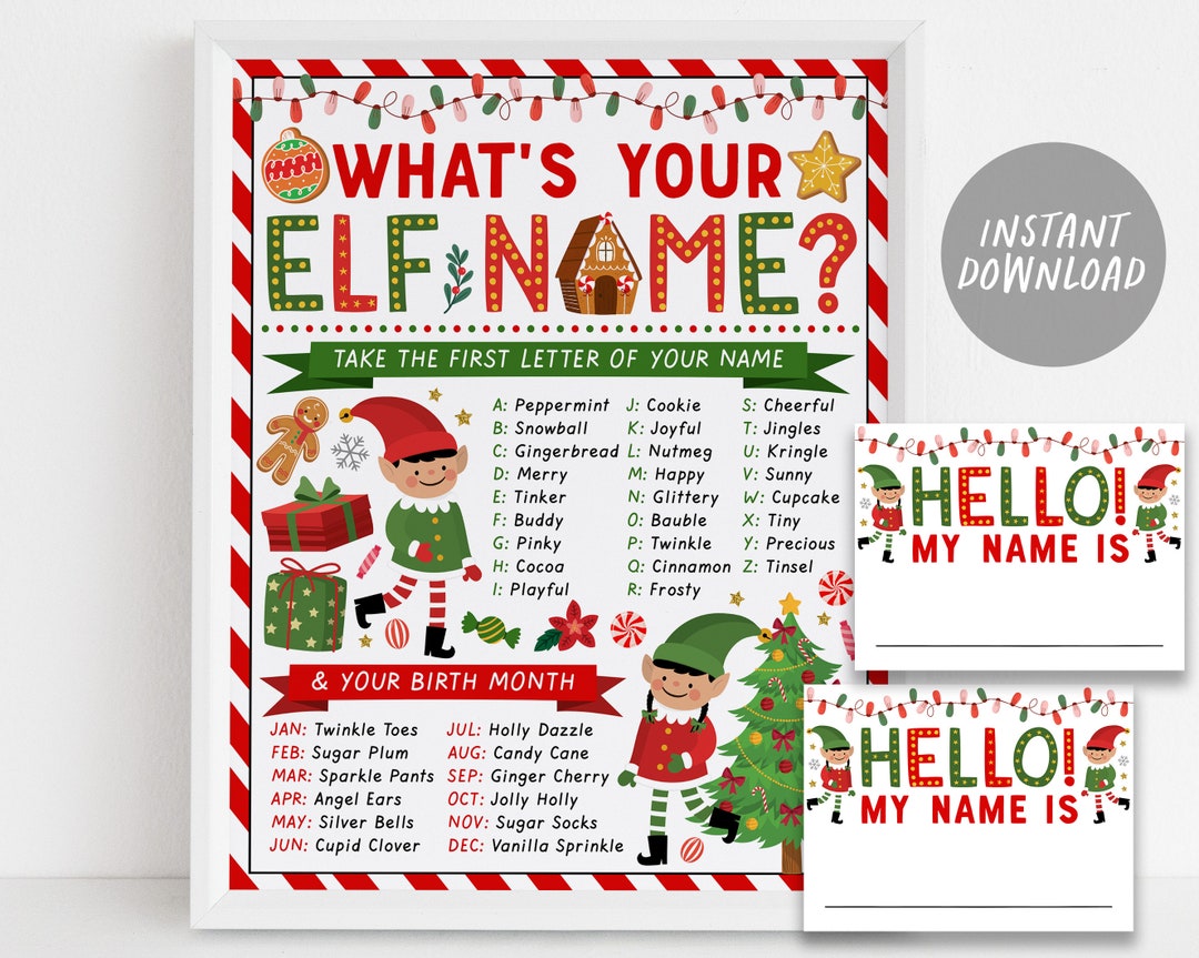 What's Your Elf Name Game, Elves Christmas Party Activity Game With ...