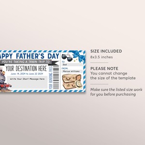 Fathers Day Train Ticket Boarding Pass Editable Template, Surprise ...
