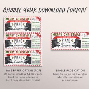 Piano Lessons Christmas Gift Certificate Editable Template, Surprise ...