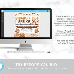 Cinnamon Roll Fundraiser Flyer Editable Template Cinnamon - Etsy