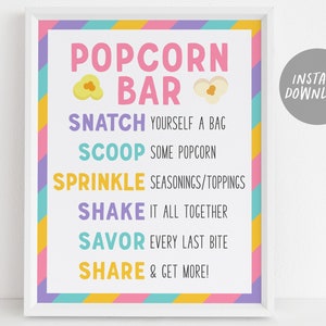 Pizza Popcorn and Pajamas Party Signs BUNDLE for Birthday, Popcorn Bar ...