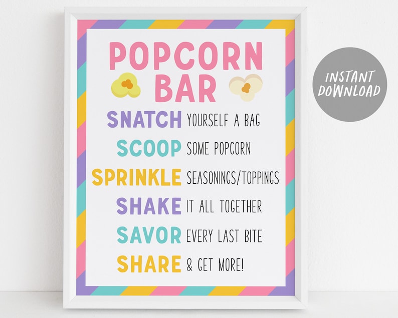 Pizza Popcorn and Pajamas Party Signs BUNDLE for Birthday - Etsy