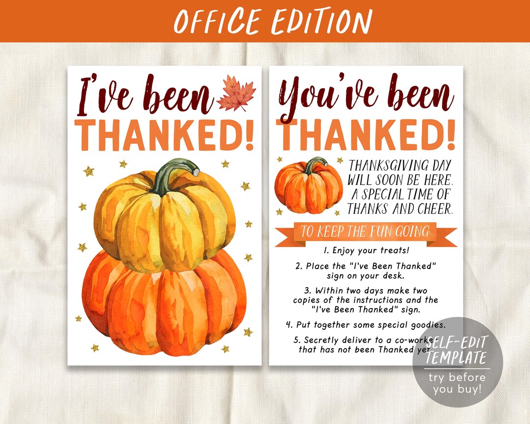 I've Been Thanked Coworker Game Editable Template, You've Been Thanked ...