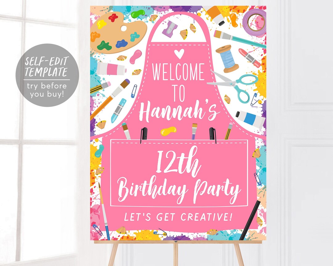 Art Party Birthday Poster Birthday Party Editable Template, Crafts Art ...