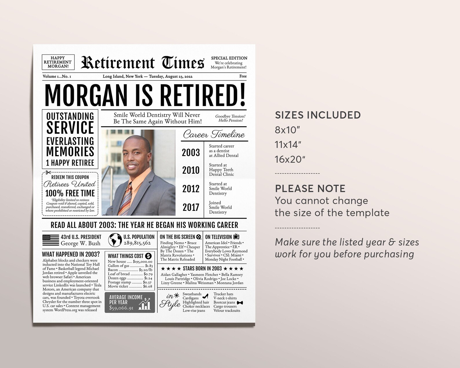 Editable Retirement Celebration Sign Unique Newspaper - Etsy