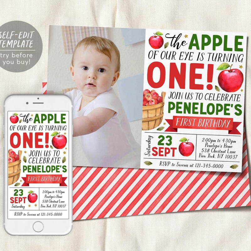 Apple First Birthday - Etsy