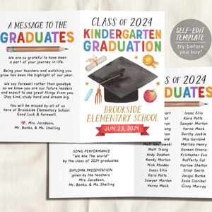 Kindergarten Graduation Ceremony BUNDLE Editable Template, Class ...