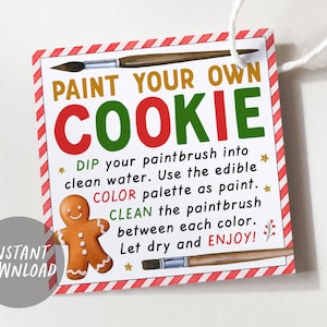 Paint Your Own Cookie Christmas Tags, Holiday PYO Cookie Kit Tags ...