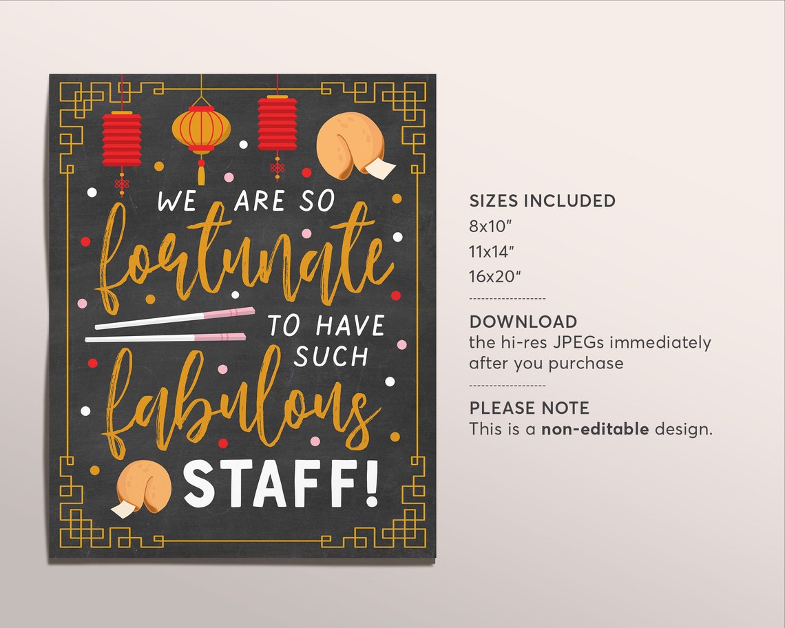 Fortune Cookie Staff Appreciation Sign Printable Teacher - Etsy