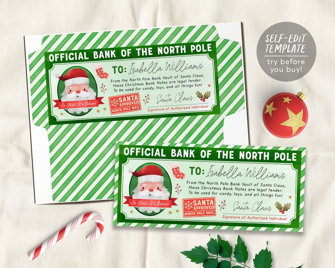 Christmas Money Envelope Editable Template, Christmas Cash Envelopes ...