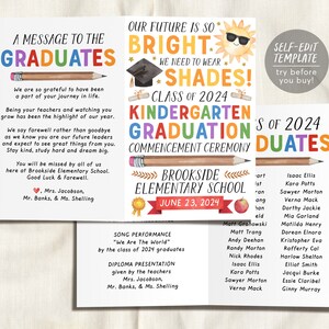 Kindergarten Graduation Ceremony BUNDLE Editable Template, Class ...