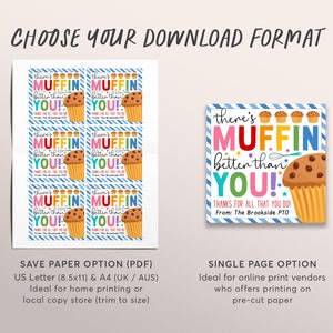 Muffin Gift Tag Editable Template, There's Muffin Better Than You Favor ...