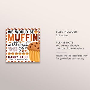 Fall Muffin Gift Tags Editable Template, Autumn Thanksgiving Would Be ...