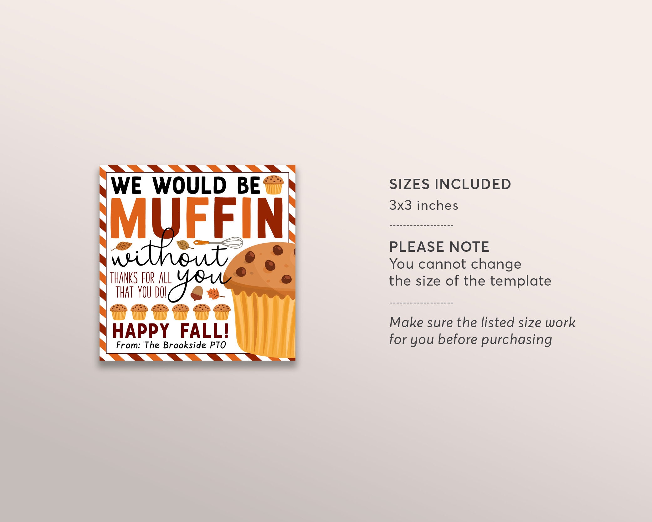 Fall Muffin Gift Tags Editable Template, Autumn Thanksgiving Would Be ...