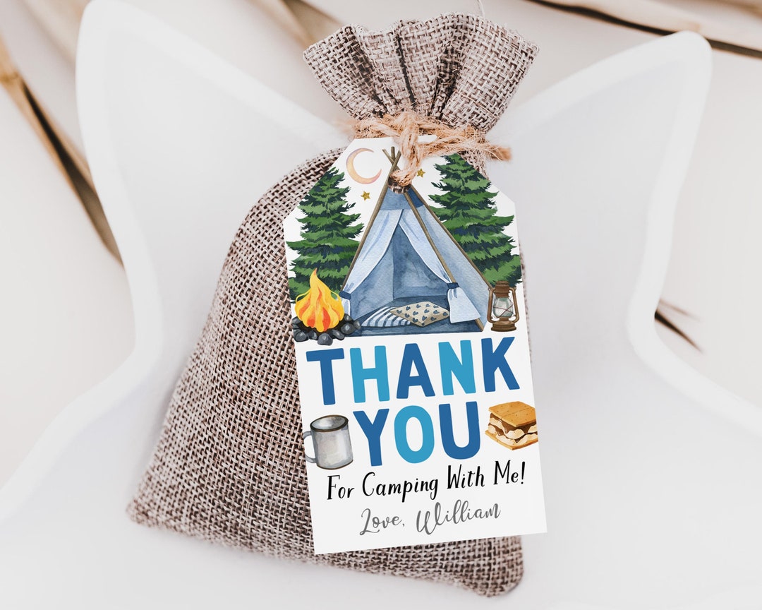 Camping Birthday Party Favor Tags Editable Template, Boy Outdoor Camp ...
